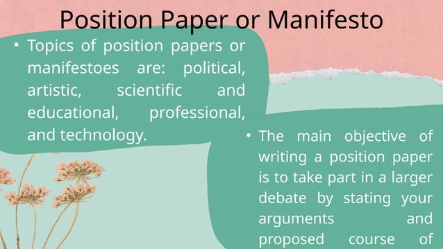 POSITION PAPER ENGLISH FOR PURPOSES IN GRADE 12 | PPTX