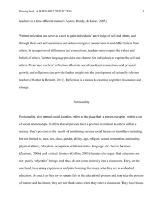 Positionality a scholarly reflection paper | DOCX