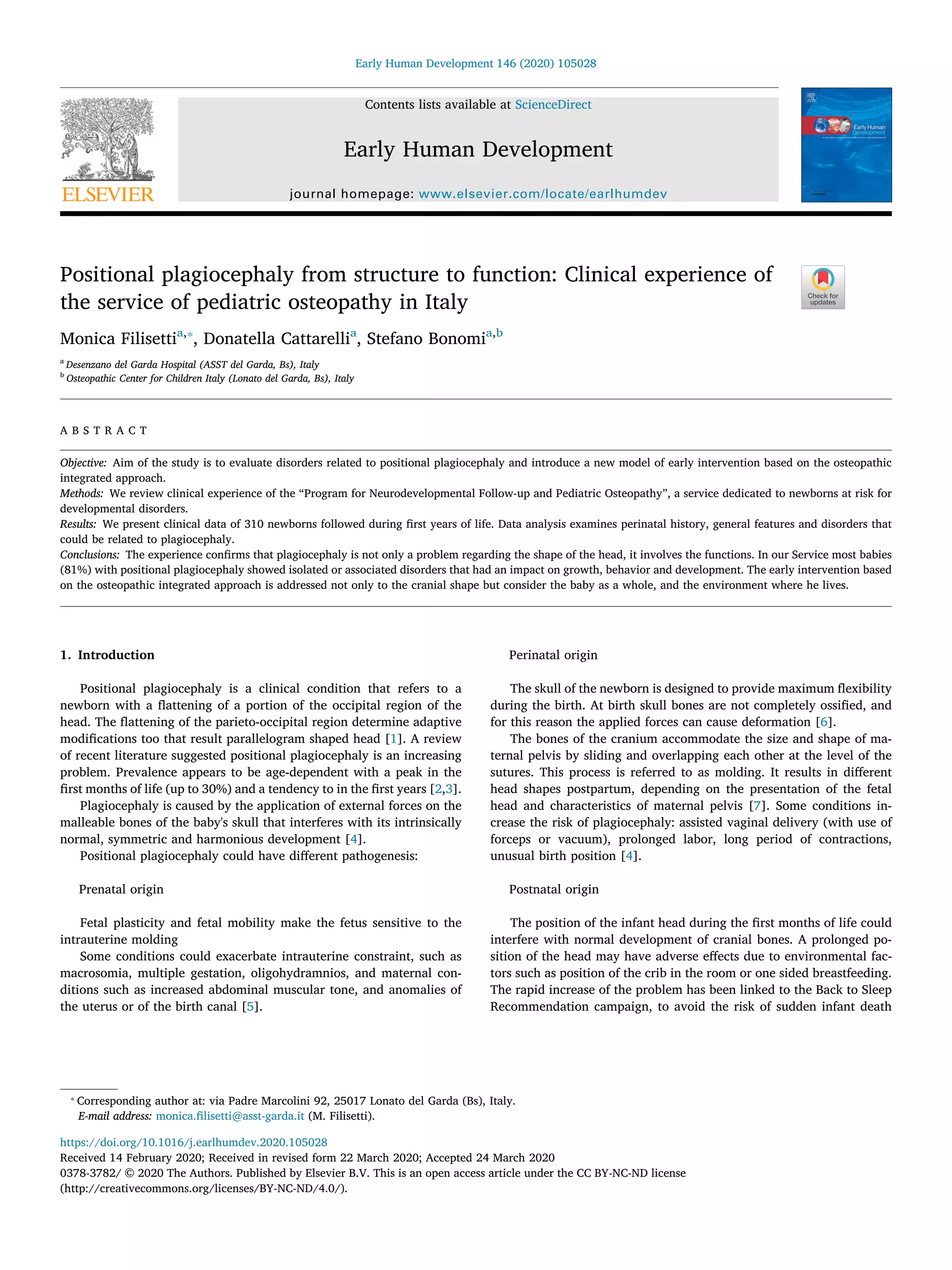 Positional plagiocephaly from structure to function: Clinical ...
