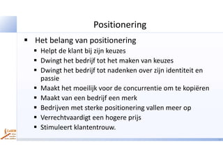 Positioneren van Uw bedrijf in de markt | PPT