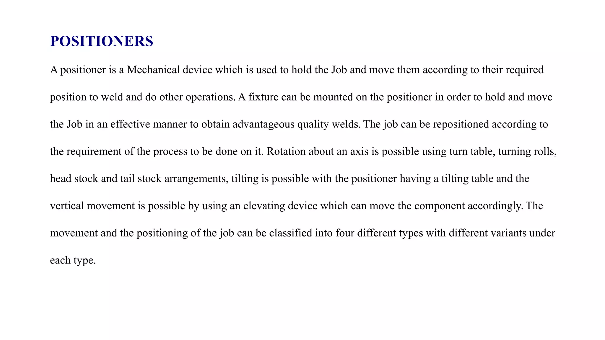 Positioners used for welding ppt | PPTX