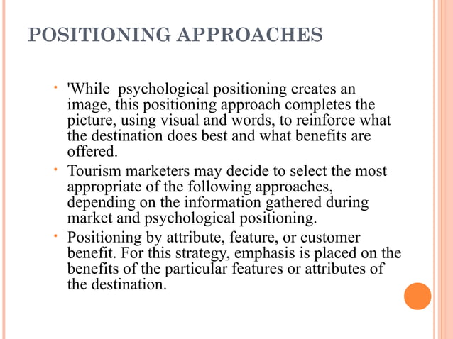 Positioning a Tourism Destination | PPT