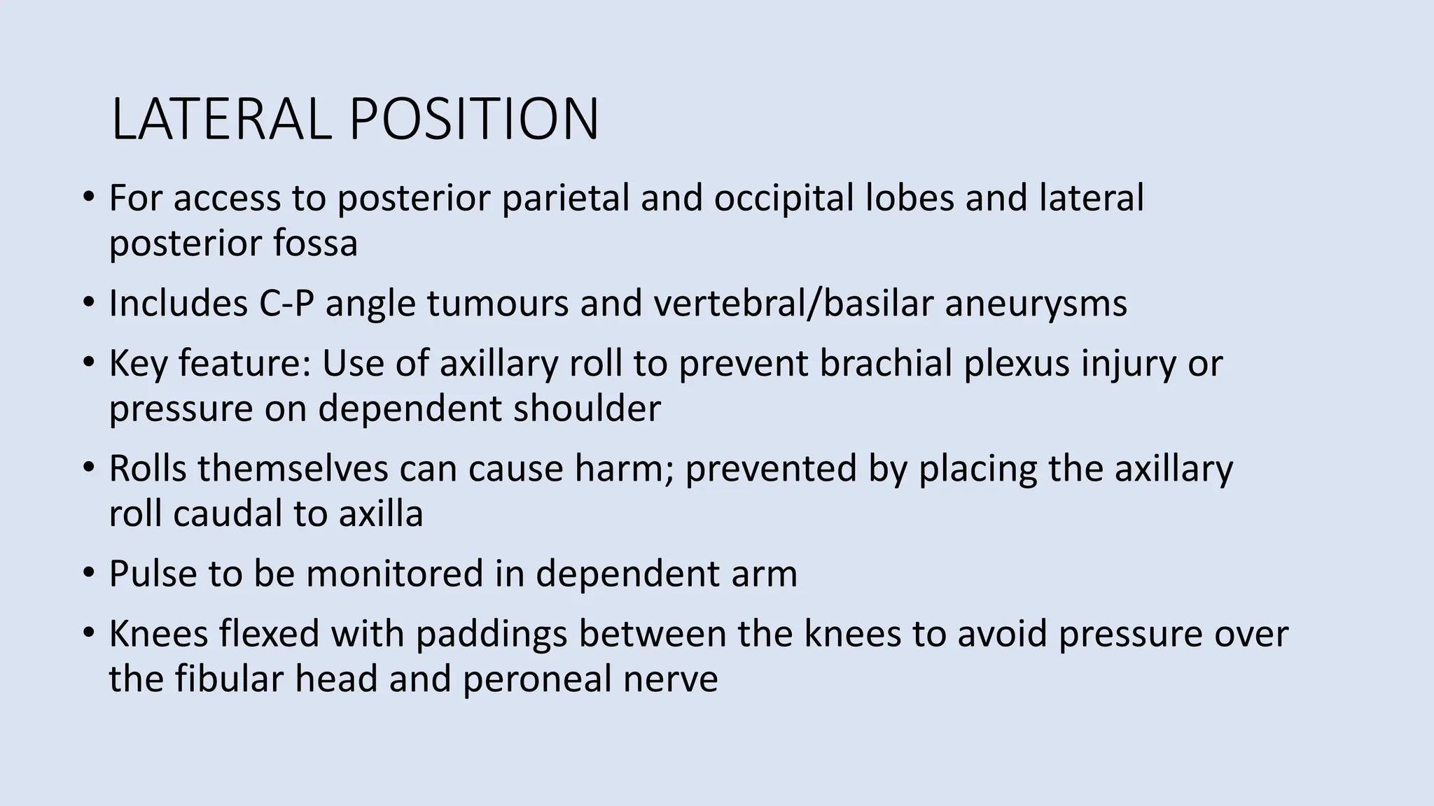 DIFFERENT POSITIONING IN NEUROANAESTHESIA | PPTX