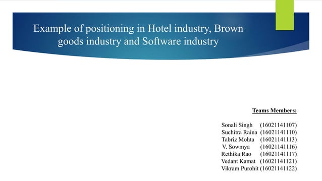 Example of different types of Positioning | PPT