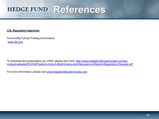 Position Limits: A Brief Hstory and Discussion of Recent Regulatory ...