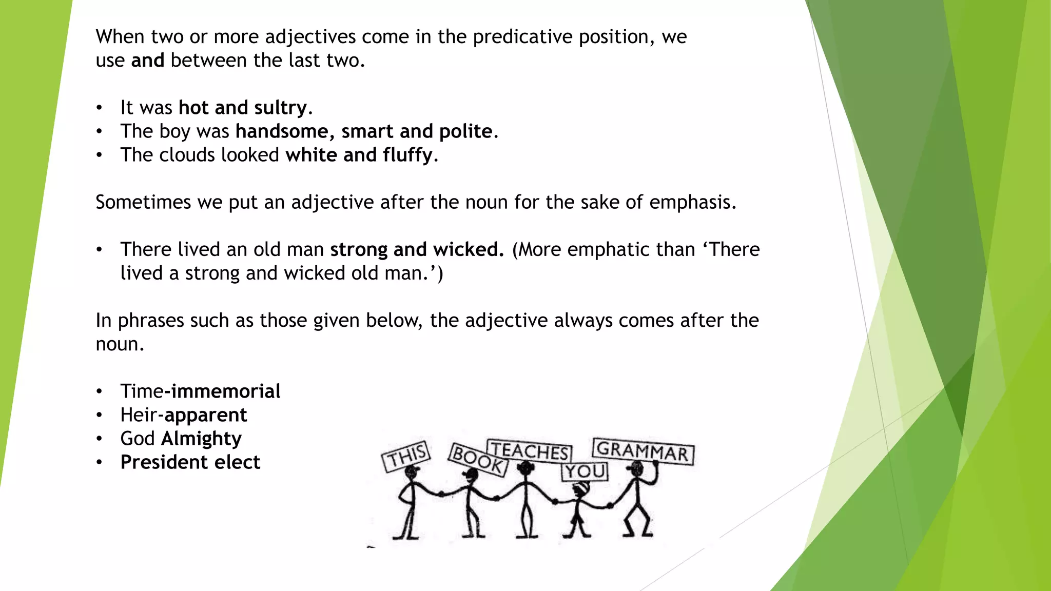 Position of adjectives | PPTX