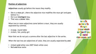 Position of adjectives | PPT