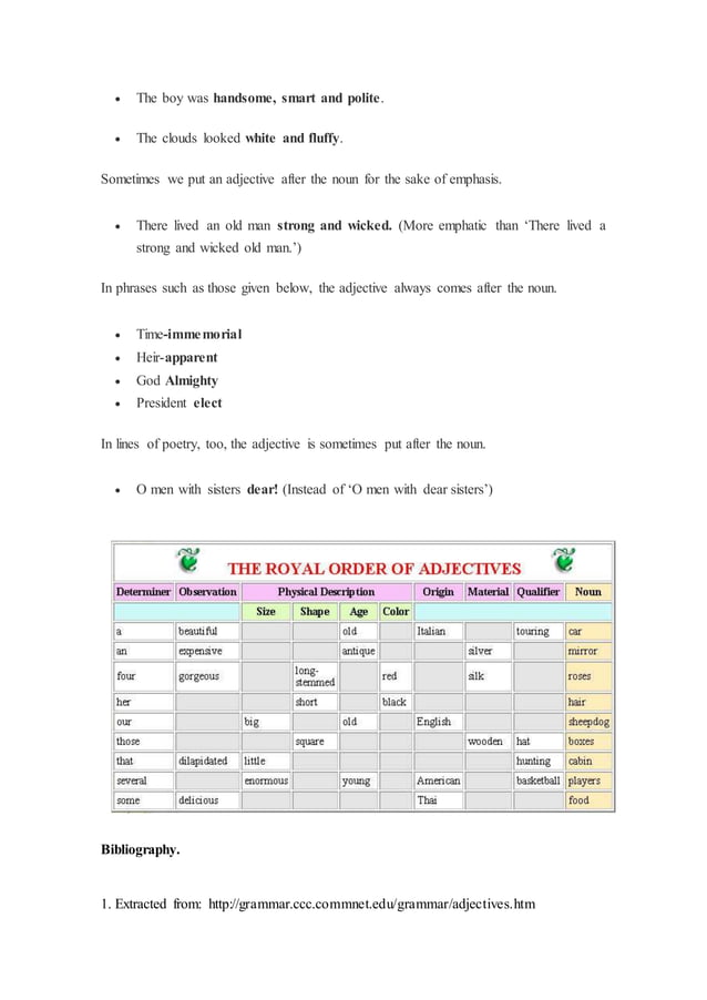 Position of adjectives | PDF