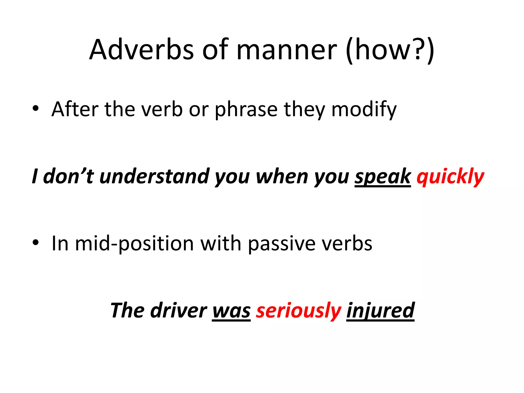 Position of adverbs and adverb phrases | PPSX