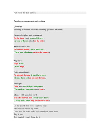 Position of adverbs in english sentences and fronting | DOCX