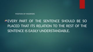 determining the position of modifiers in sentences | PPT