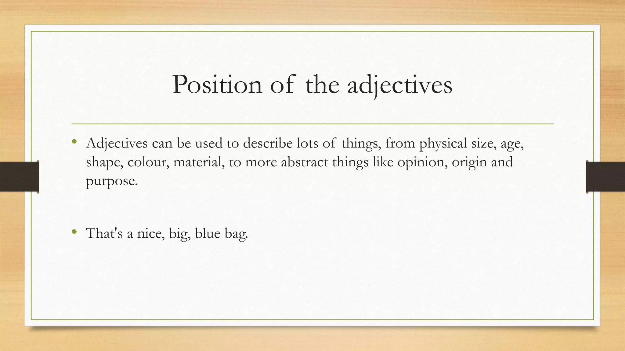 Position of the adjectives | PPTX
