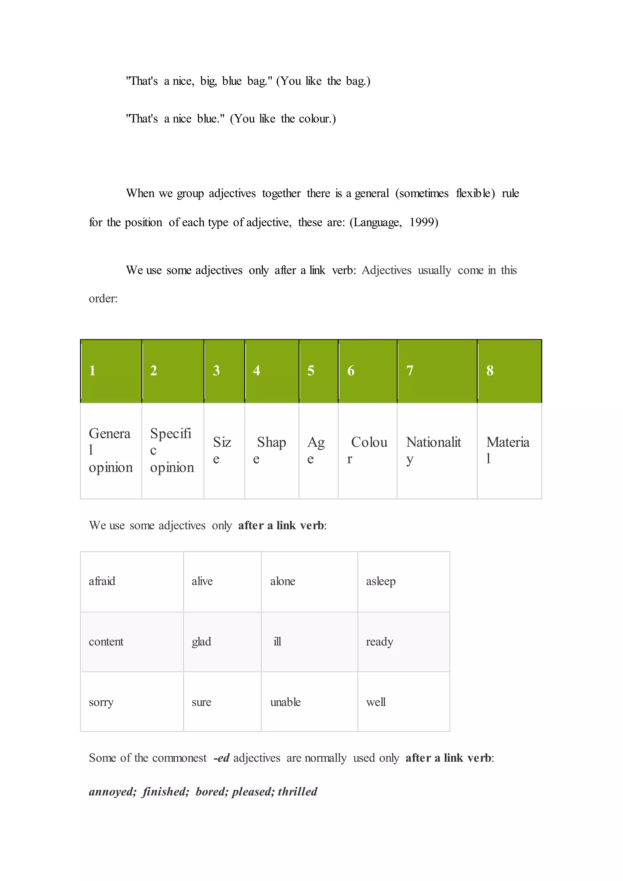 Position of the adjectives | PDF