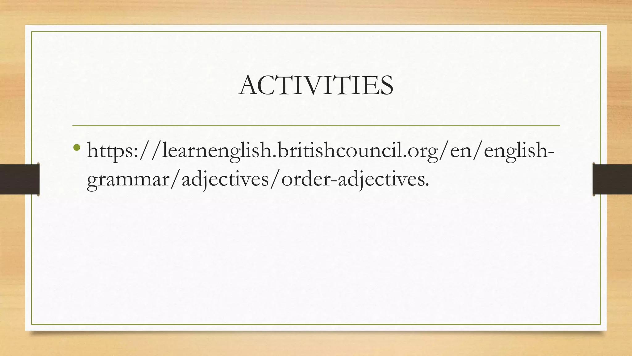 Position of the adjectives | PPT