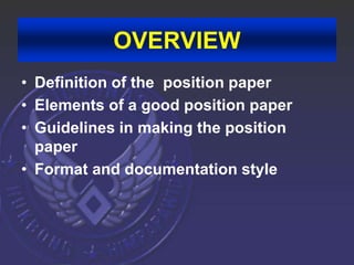 POSITION PAPER.ppt | Resume Writing and Advice | Job Search