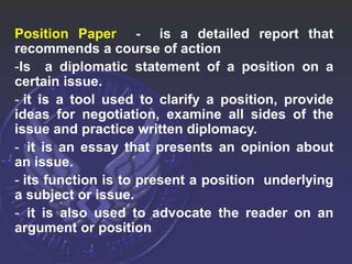 POSITION PAPER.ppt | Resume Writing and Advice | Job Search