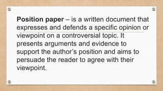 Position paper powerpoint presentation English | PPTX