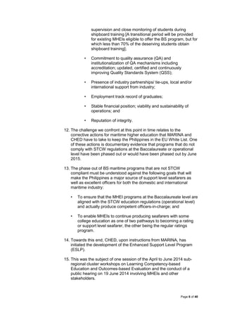 Position Paper: State of Philippine Maritime Education | PDF