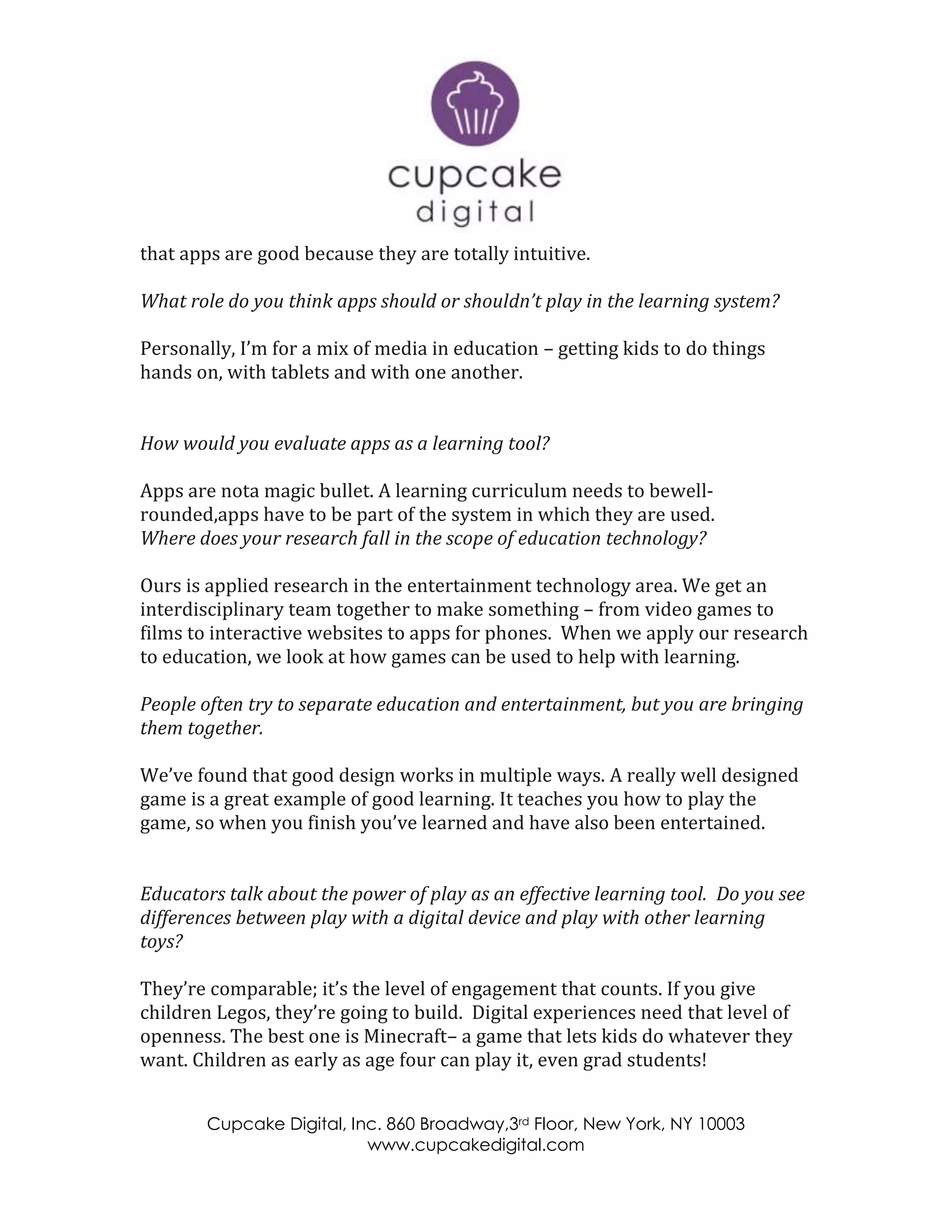 Position Paper 6: Interview with Drew Davidson, Ph.D. | PDF