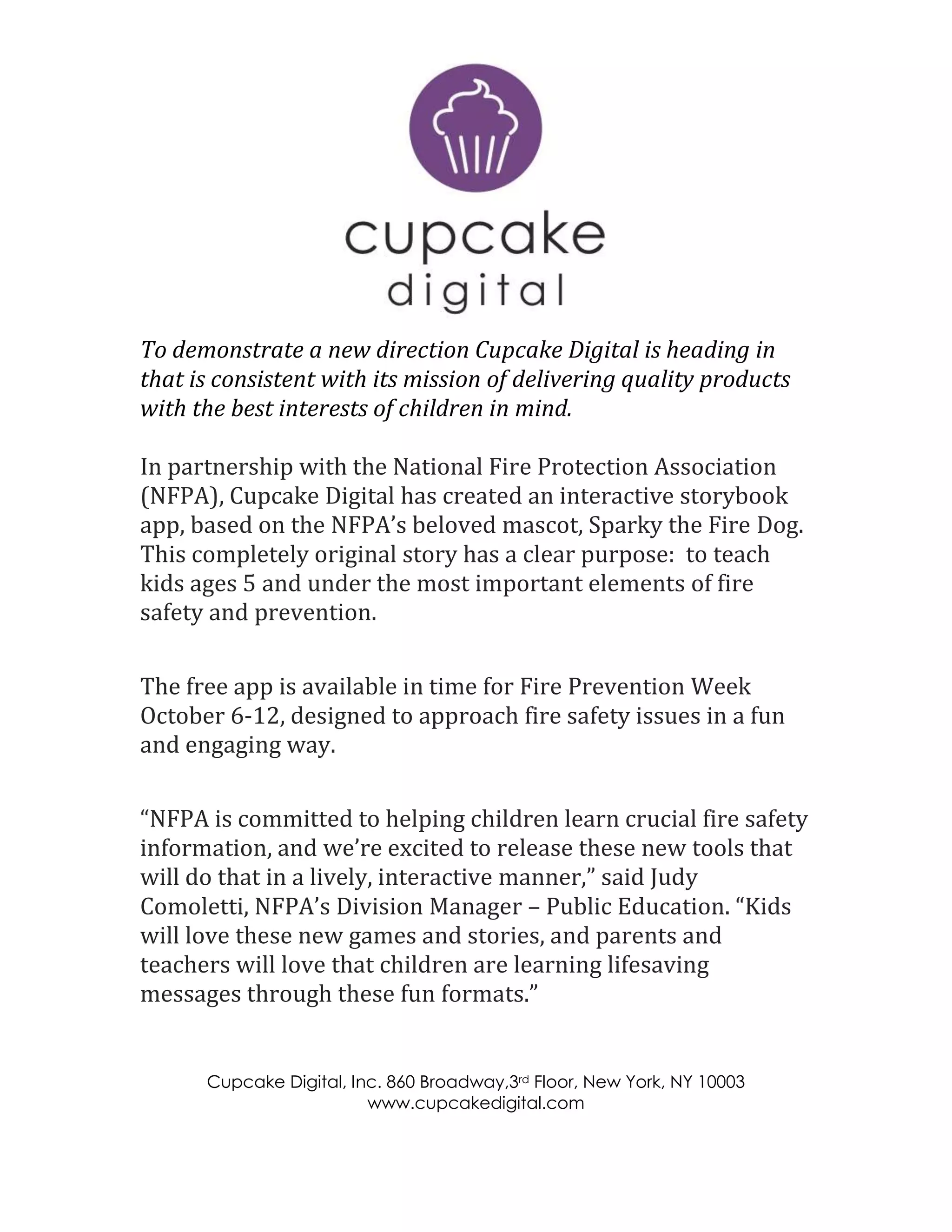 Position Paper 8: Cupcake Digital Launches First App Addressing An I…
