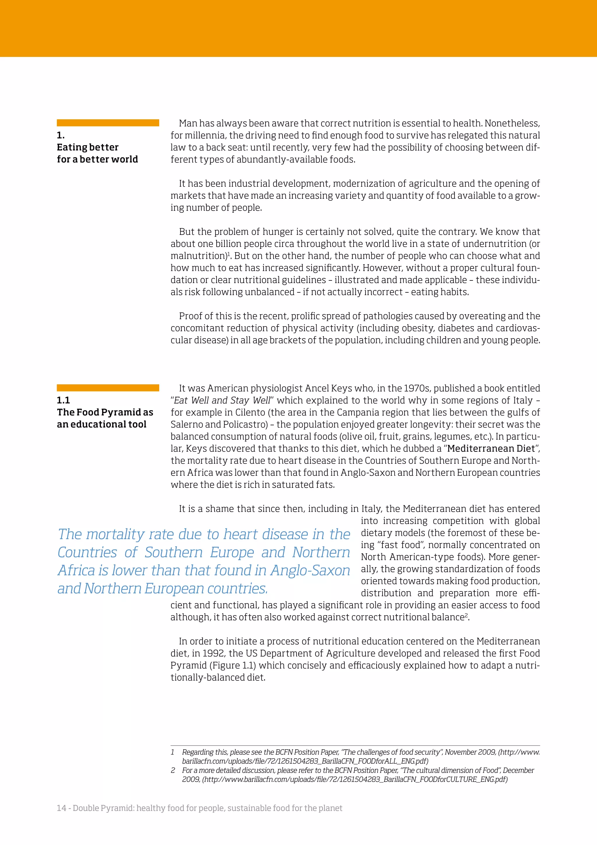 Position paper Double Pyramid: healty food for people, sustainable food ...