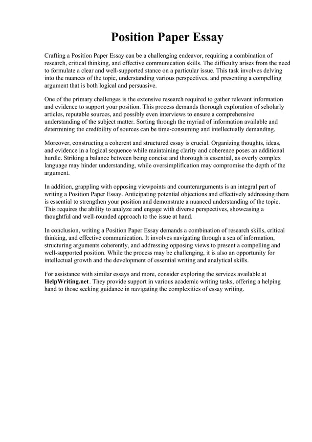 Position Paper Essay | PDF | Desserts and Baking | Food & Drink