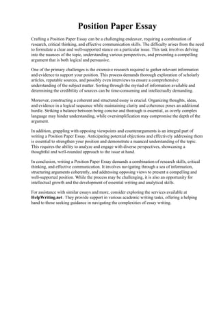 Position Paper Essay | PDF