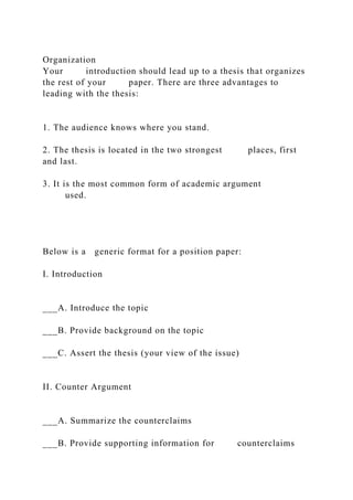 Position Paper FormatA position paper presents an argu | DOCX