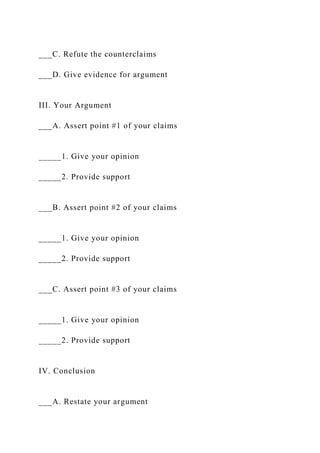 Position Paper FormatA position paper presents an argu | DOCX
