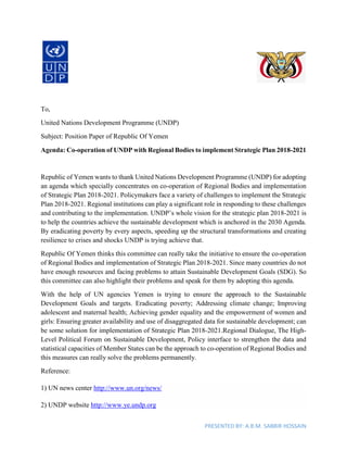 Position Paper of Republic of Yemen | PDF | Debated Sensitive Social ...