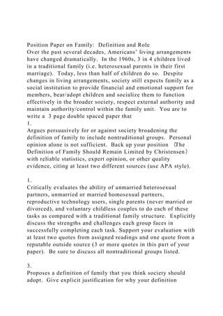 Position Paper on Family Definition and RoleOver the past seve.docx