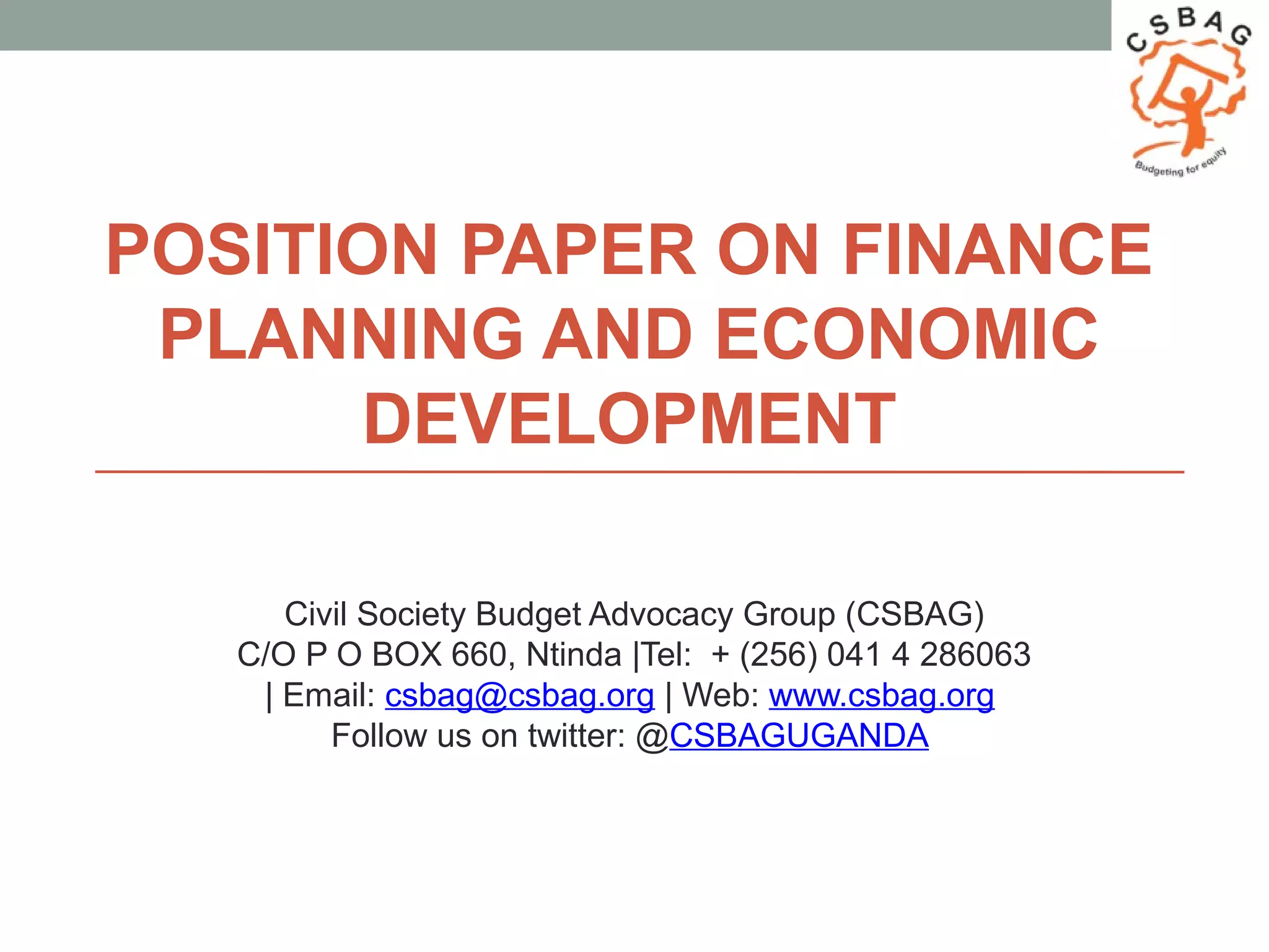 Position paper on finance planning and economic development | PPT