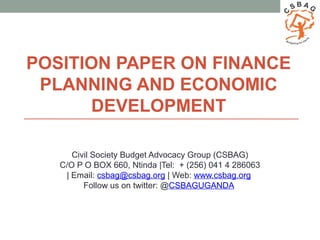 Position paper on finance planning and economic development | PPT