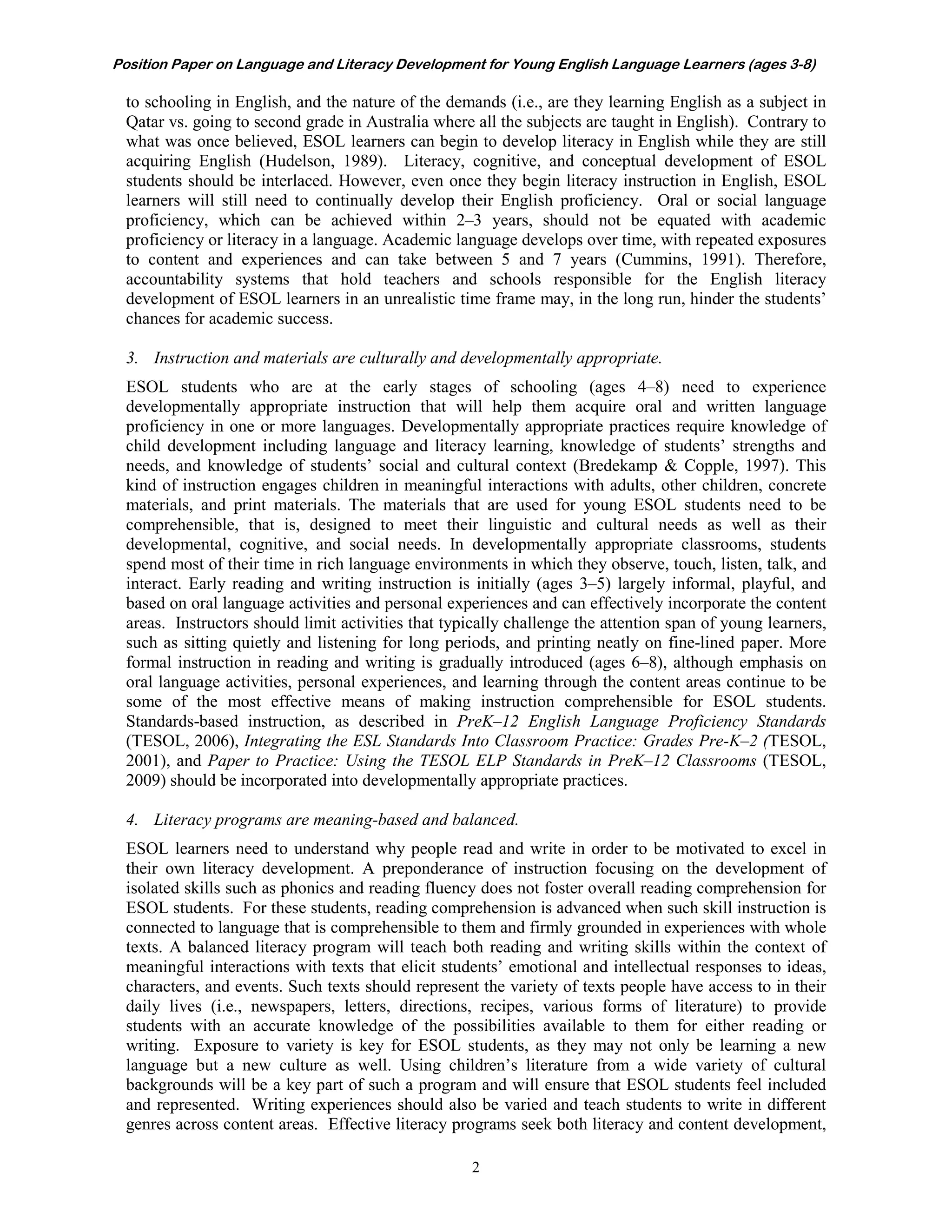 Position paper on language and literacy development | PDF