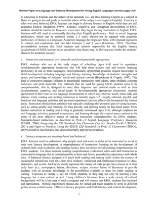 Position paper on language and literacy development | PDF | Early ...