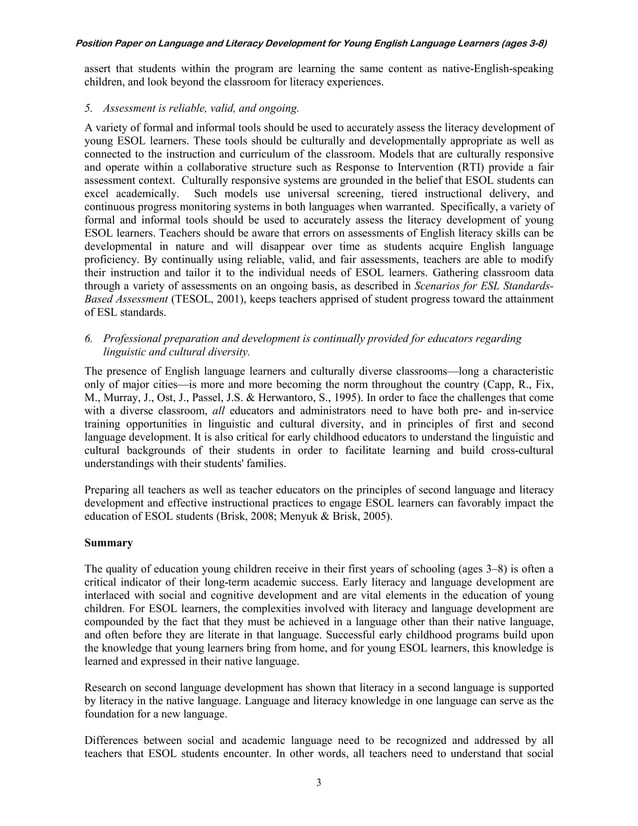 Position paper on language and literacy development | PDF | Early Childhood Education | Education