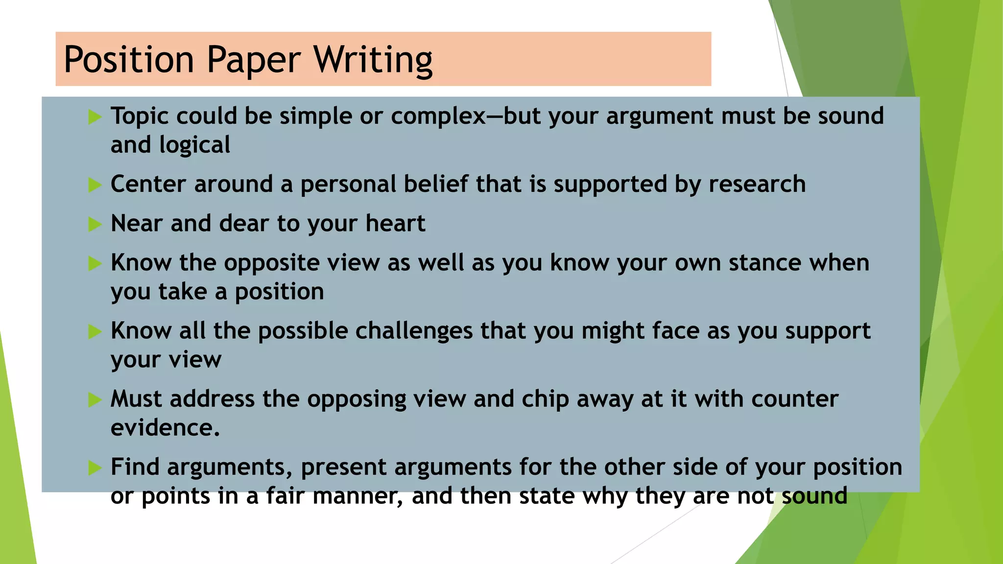 EAPP Position Paper Writing | PPTX