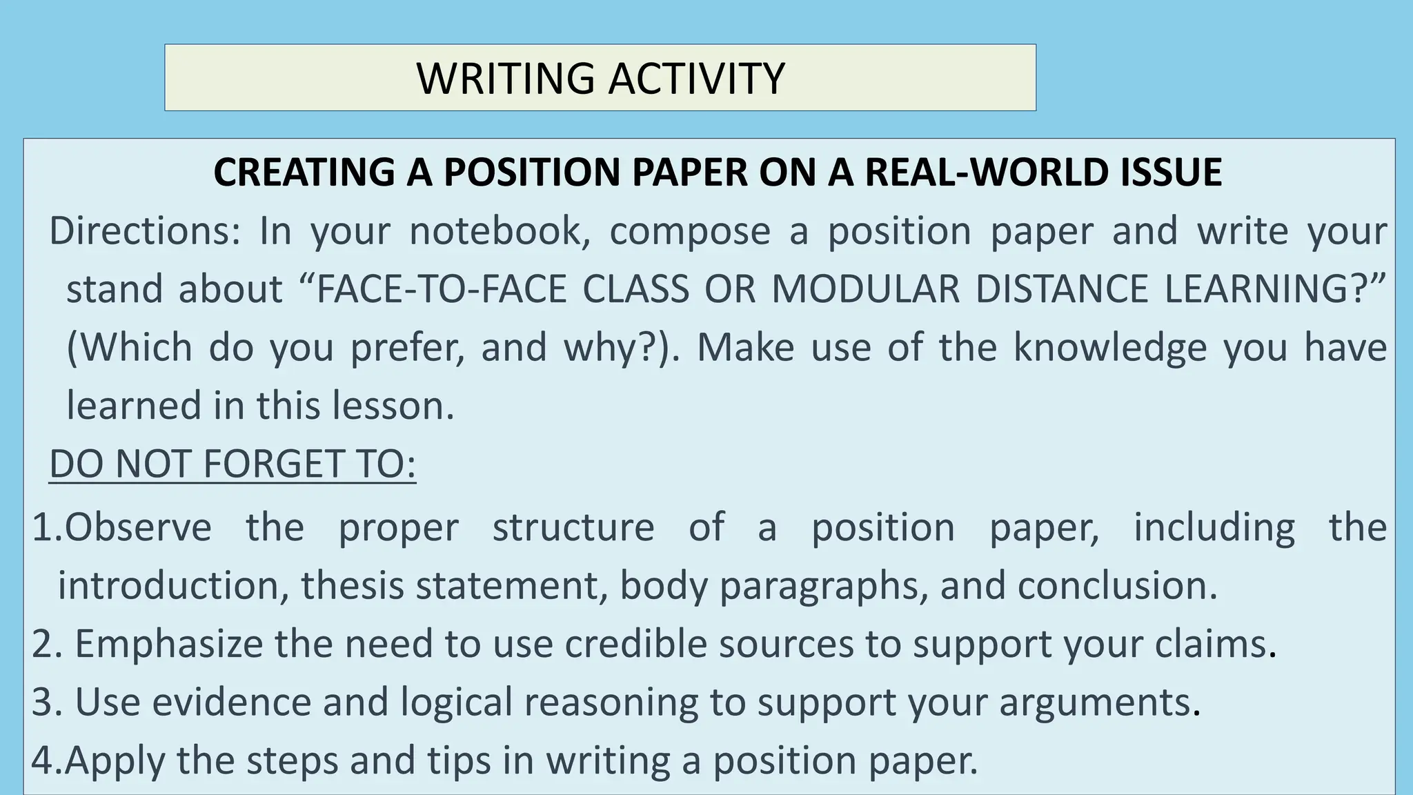 Position Paper_Reading and Writing Skills | PPTX