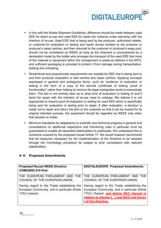 DigitalEurope Position Paper WEEE Recast | PDF