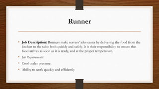 Positions at a restaurant | PPTX