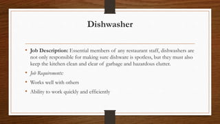 Positions at a restaurant | PPTX