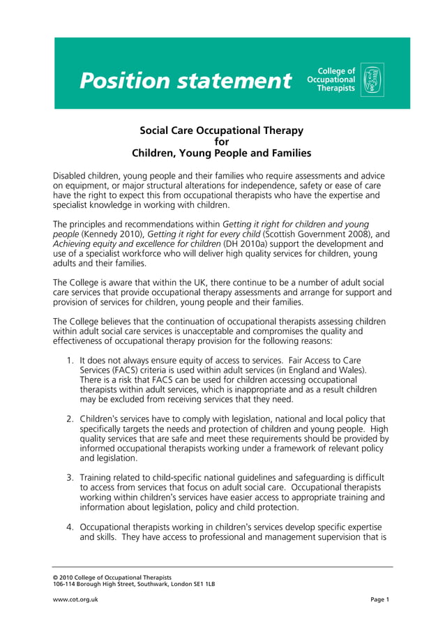 Position statement children | PDF | Daycare and Pre-School | Parenting