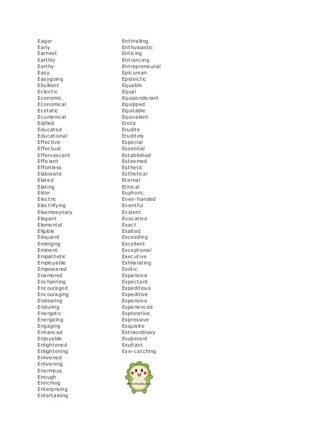 Positive Adjectives That Start With E list Of Adjectives Positive Adjectives That Start With E list Of Adjectives