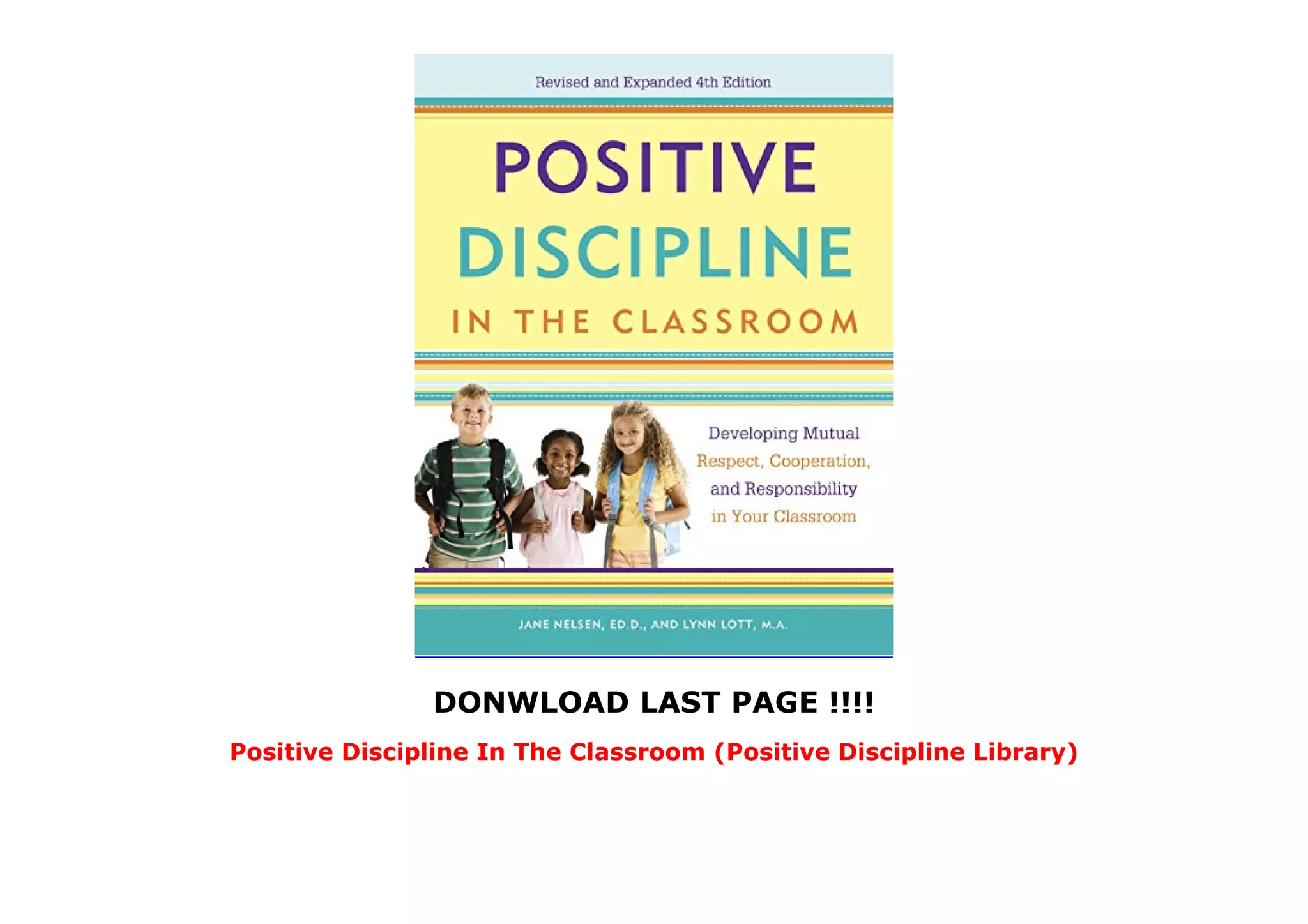 Positive Discipline In The Classroom (Positive Discipline Library) | PDF