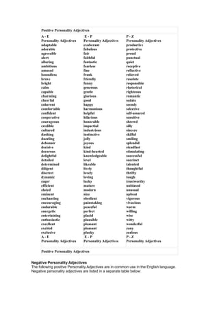Positive Adjectives List