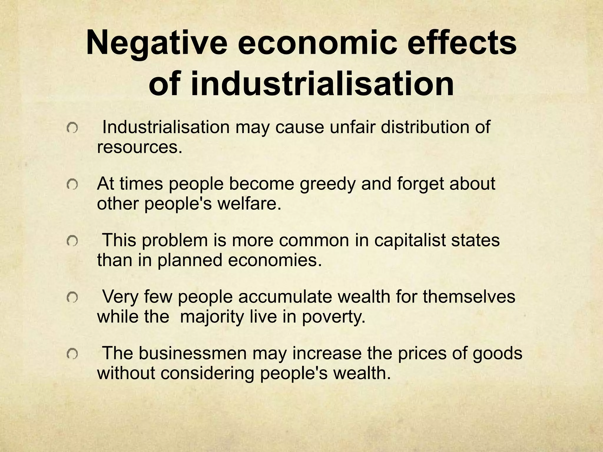 Positive and negative effect of industrialization | PPTX