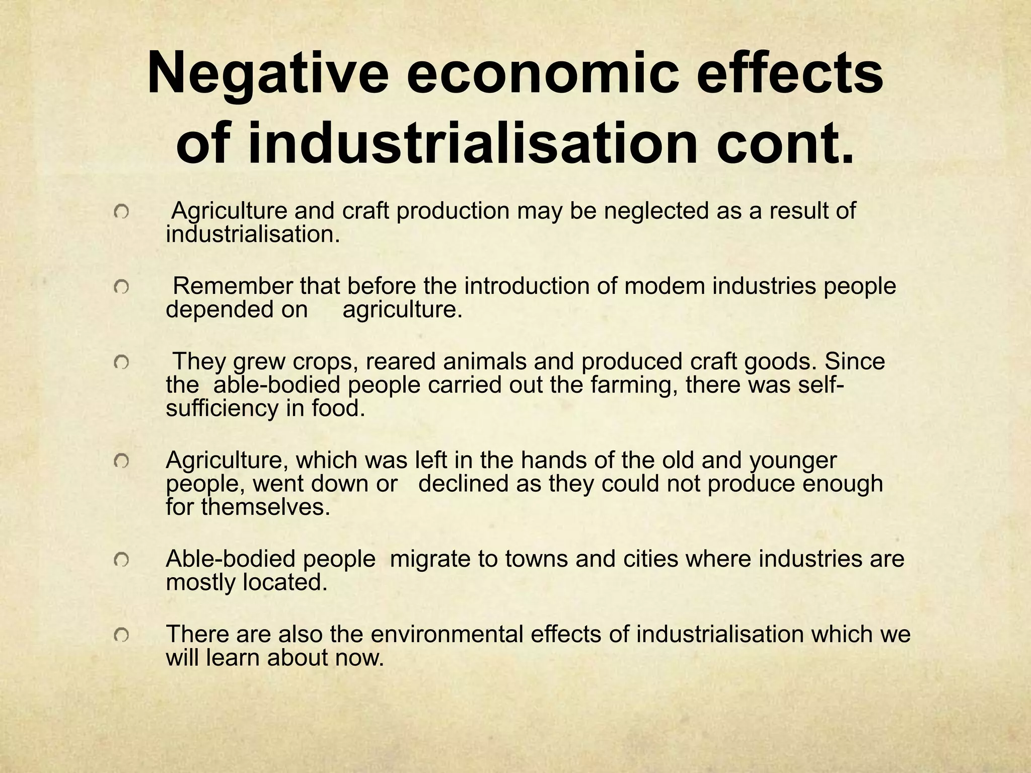 Positive and negative effect of industrialization | PPTX