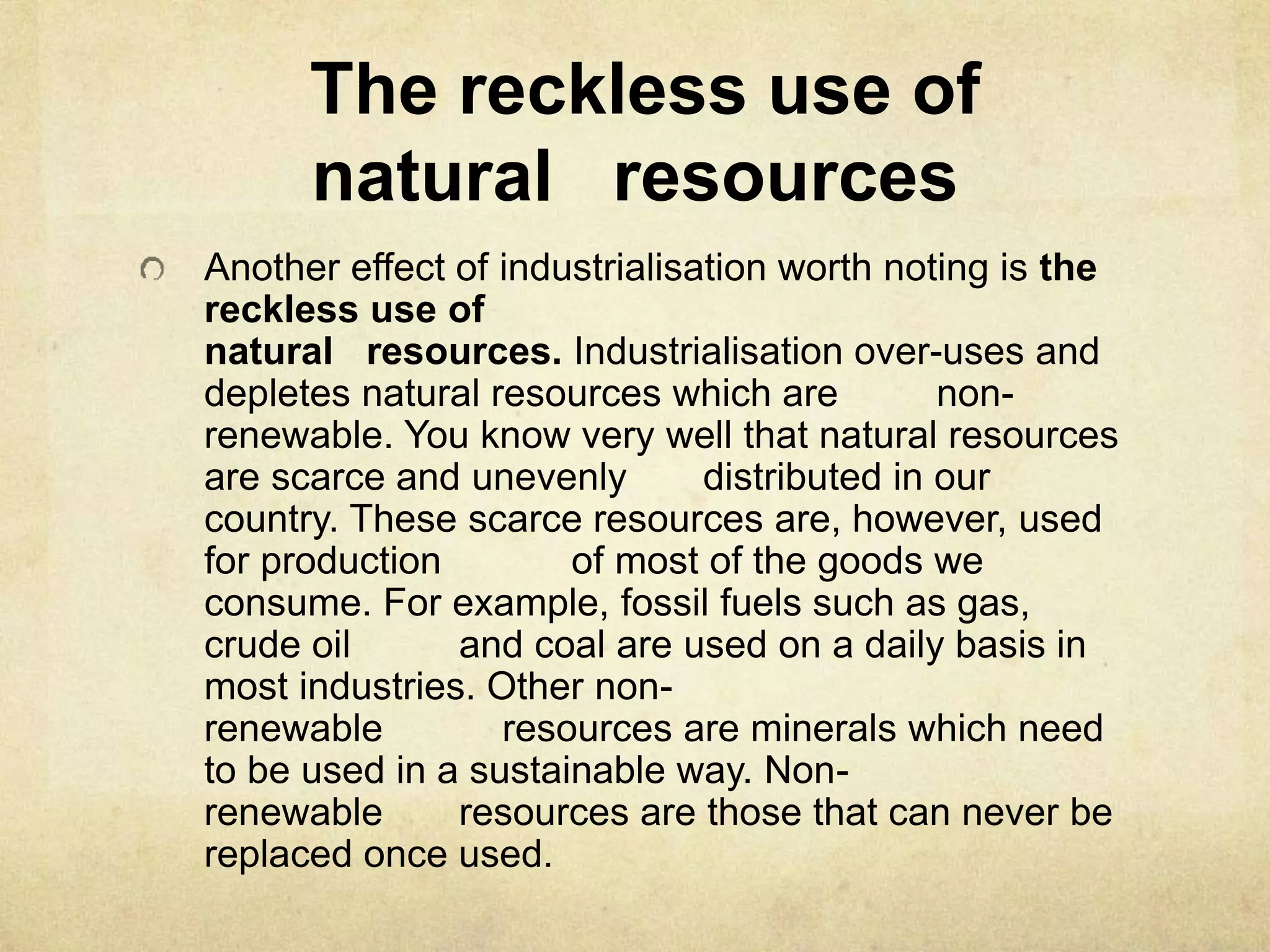 Positive and negative effect of industrialization | PPTX