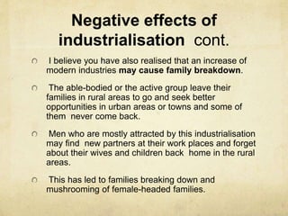 Positive and negative effect of industrialization | PPTX