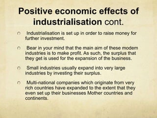 Positive and negative effect of industrialization | PPTX